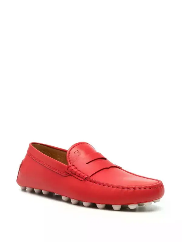 TOD'S Gommino Bubble Leather Penny Loafers - Red