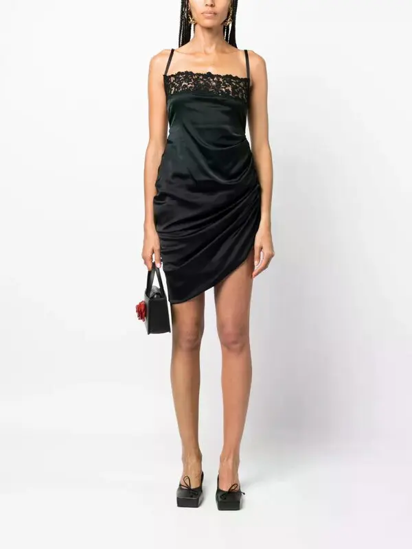 Jacquemus La Saudade Brodée Satin Minidress - Black