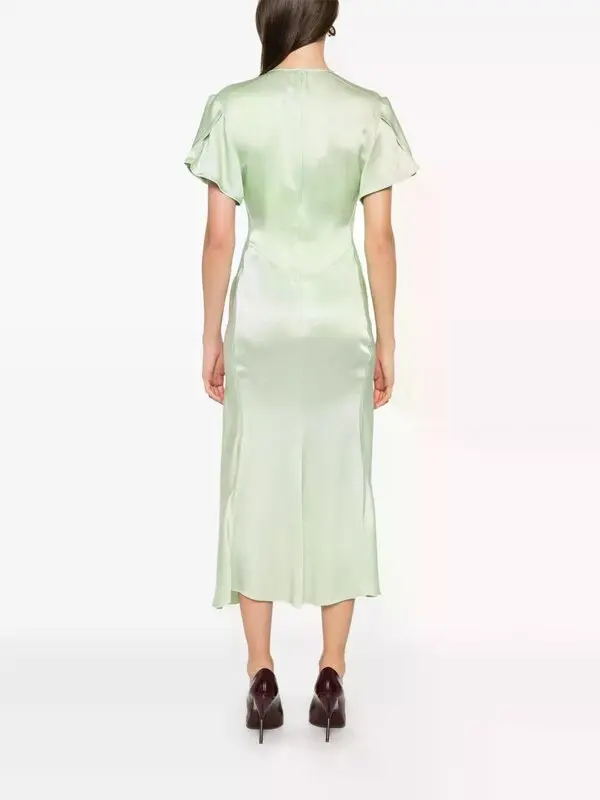 Victoria Beckham Gathered V-neck Midi Dress