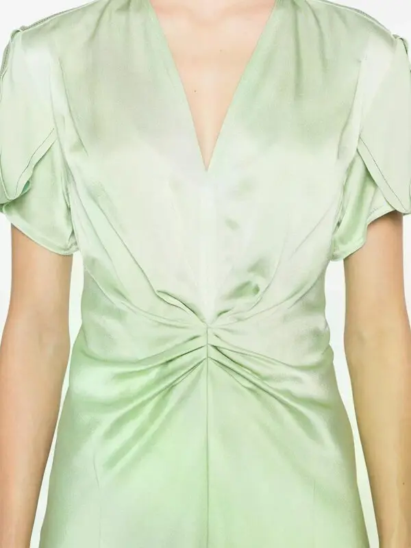 Victoria Beckham Gathered V-neck Midi Dress