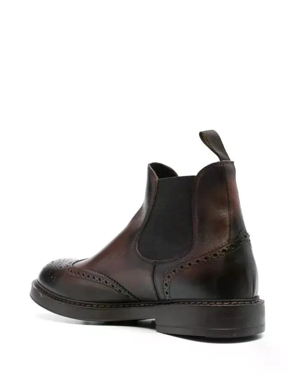 DOUCAL'S Perforated Leather Ankle Boots - Brown