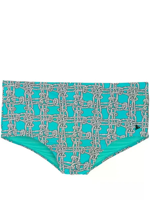 AMIR SLAMA Graphic-print Swimming Trunks - Blue