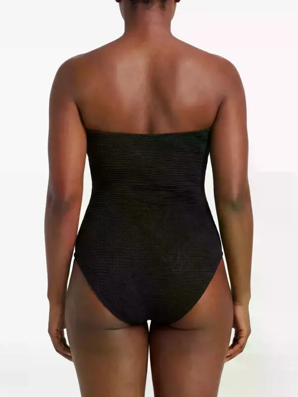 PARAMIDONNA Frida Strapless Seersucker Swimsuit - Black