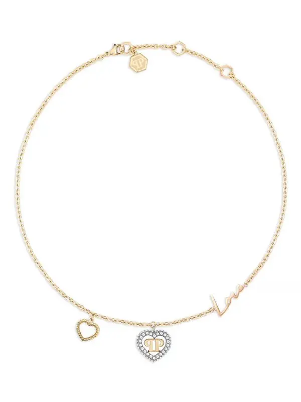 Philipp Plein Rocked Hearts Necklace - Gold