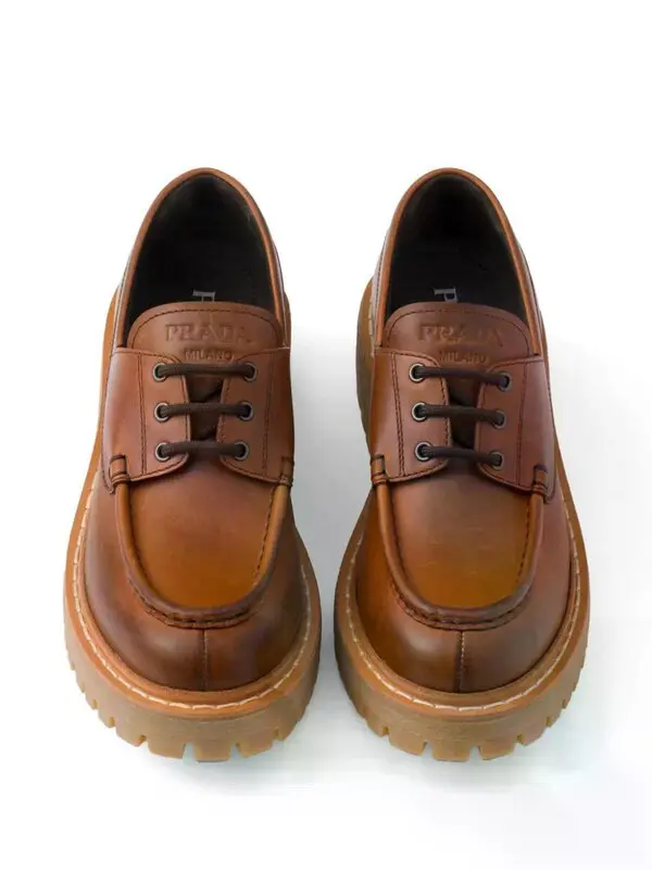 Prada 45mm Lace-up Leather Loafers