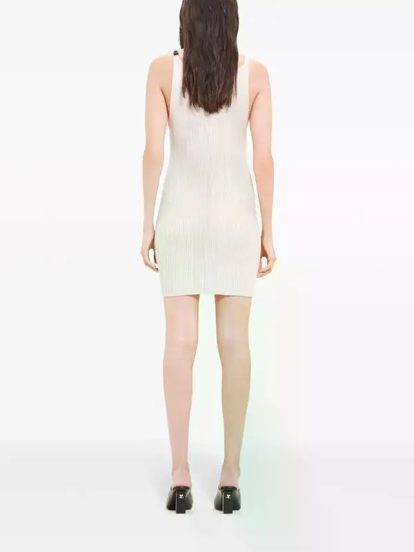 COURREGES Buckle-strap Ribbed-knit Dress - Neutrals