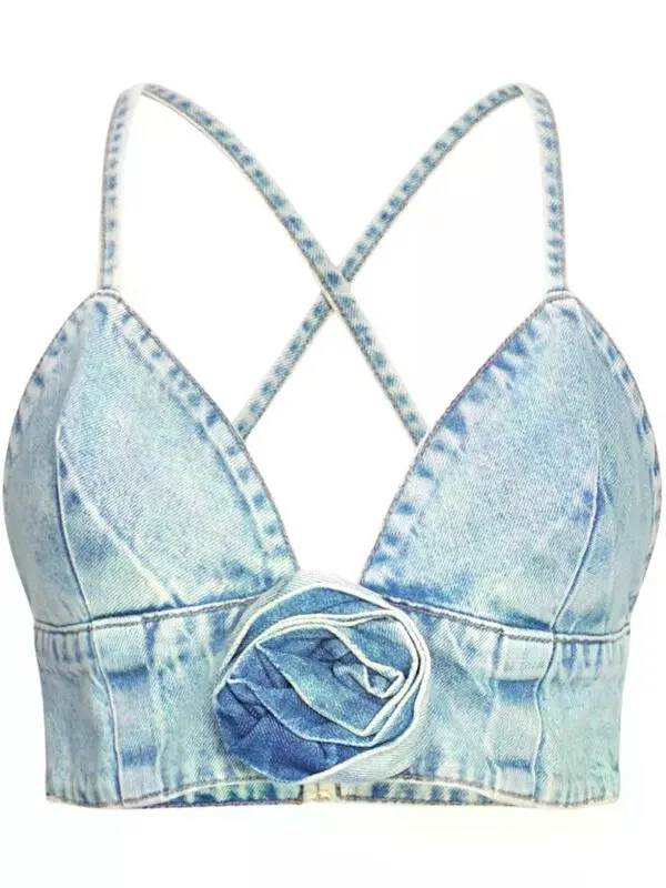 Liu Jo Top With Floral Appliqué And Criss-cross Straps