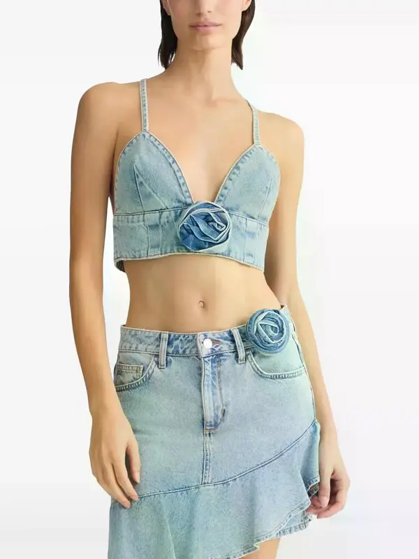 Liu Jo Top With Floral Appliqué And Criss-cross Straps