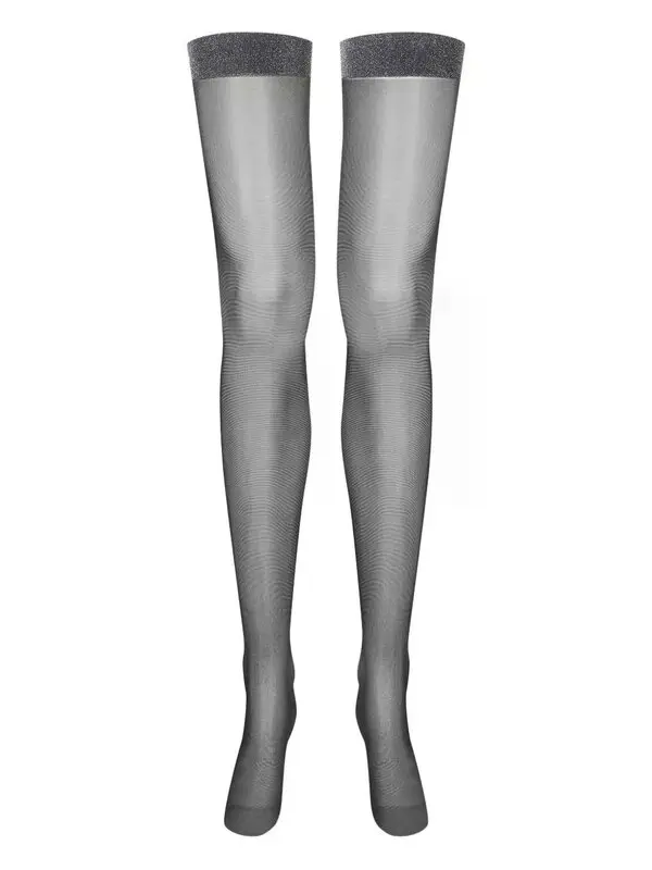 MAISON CLOSE Lurex Detail Semi-sheer Stockings - Black