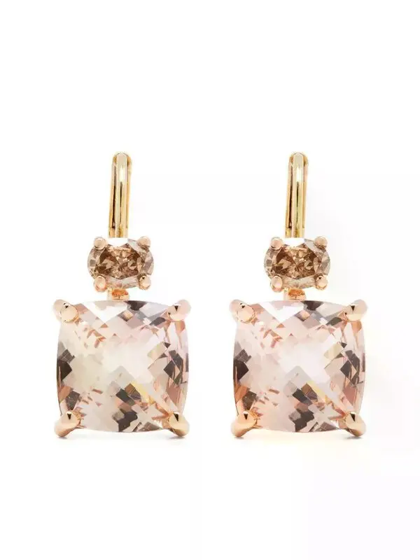 WOUTERS & HENDRIX 18kt Rose Diamond And Morganite Earrings - Gold