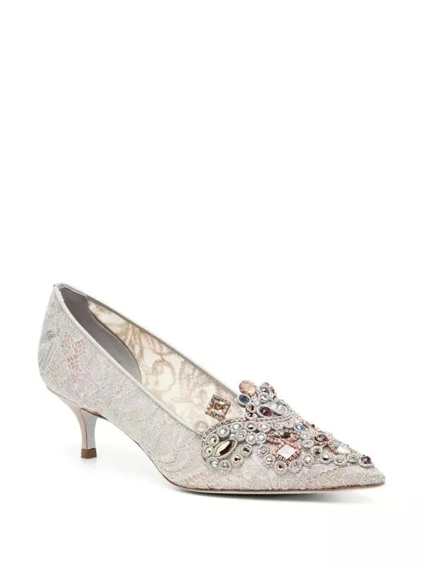 Rene Caovilla Cinderella Crystal Kitten-heel Pumps