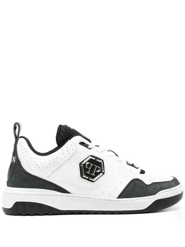 Philipp Plein Logo-appliqué Leather Sneakers - White