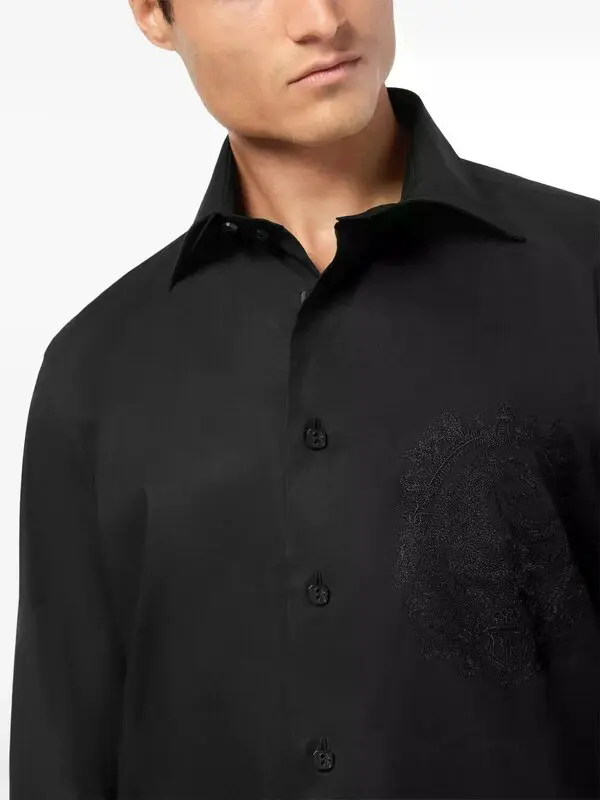 BILLIONAIRE Monogram-embroidered Shirt - Black