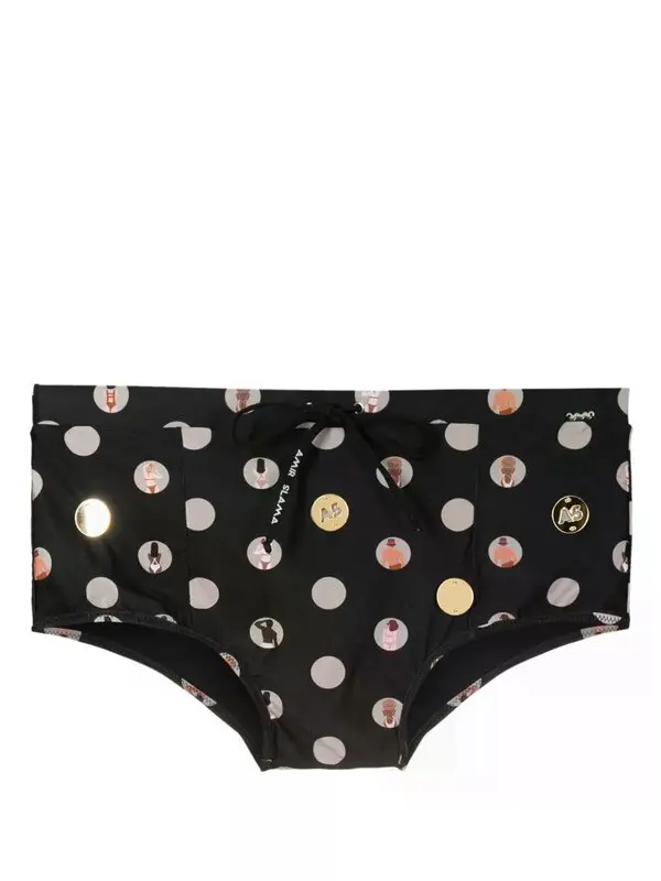 AMIR SLAMA Graphic-print Swim Shorts - Black