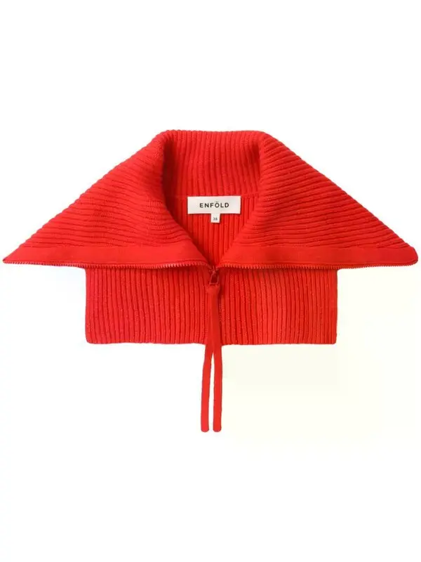 ENFOLD Ribbed Strapless Top - Red
