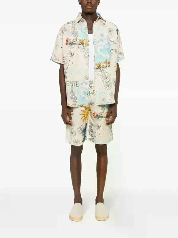 AMIR SLAMA Graphic-print Elastic-waist Shorts