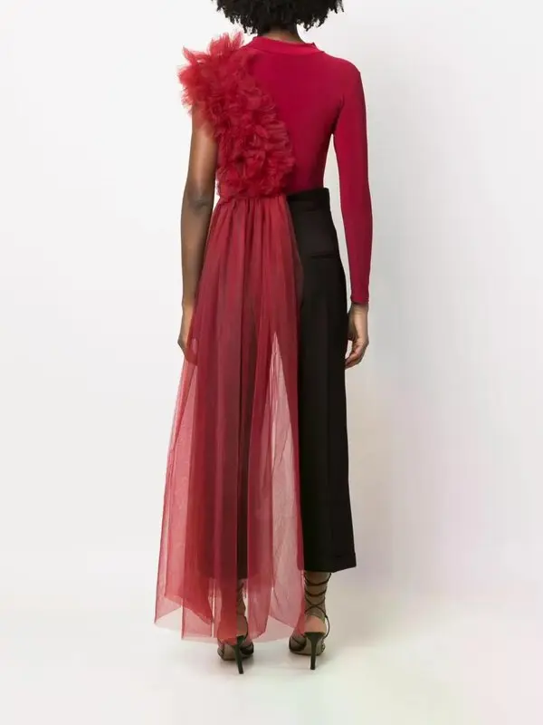 Alchemy Fashions Ruched One-shoulder Tulle Jersey Top
