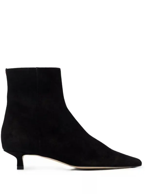 AeydĒ Suede Pointed-toe Kitten Heel Boots