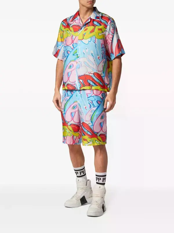 Philipp Plein Bombing Graffiti Silk Shirt