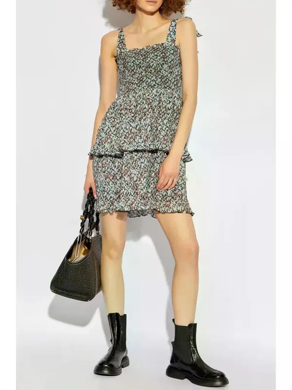 GANNI Printed Ruffled Mini Dress
