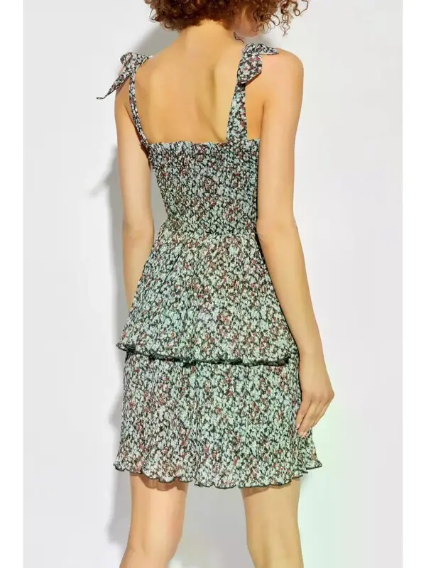 GANNI Printed Ruffled Mini Dress
