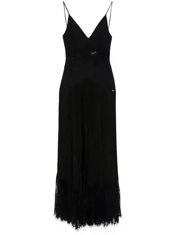 NISSA Lace-panel Midi Dress