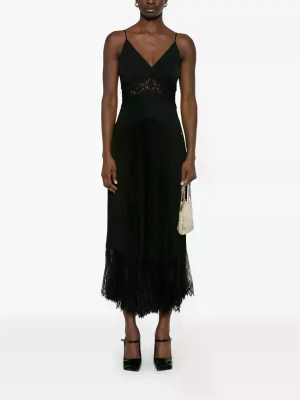 NISSA Lace-panel Midi Dress
