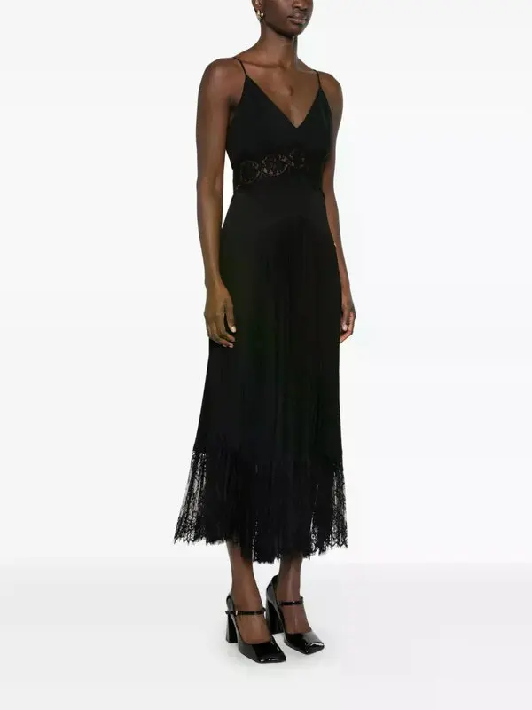 NISSA Lace-panel Midi Dress