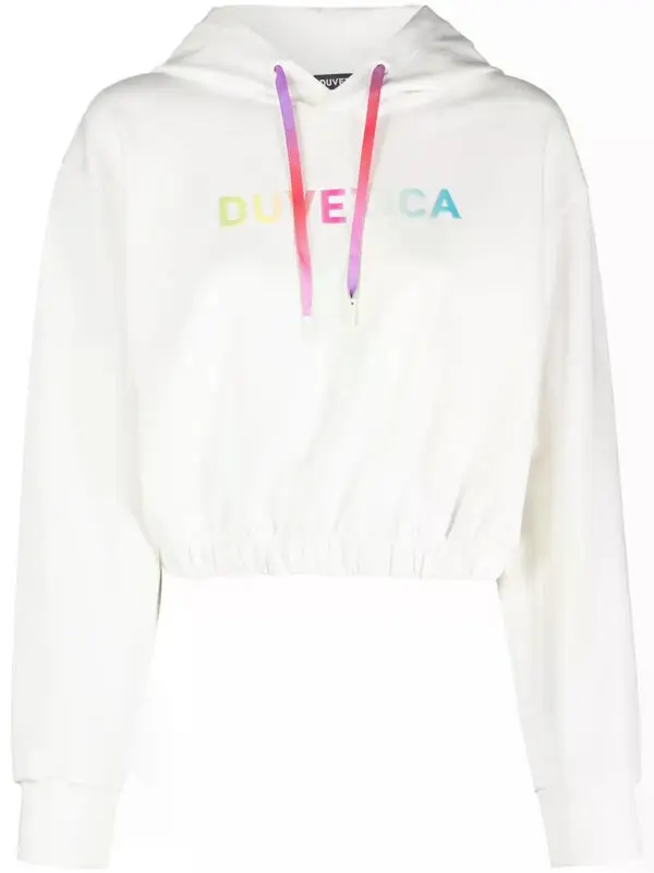Duvetica Logo-print Cropped Hoodie - Neutrals