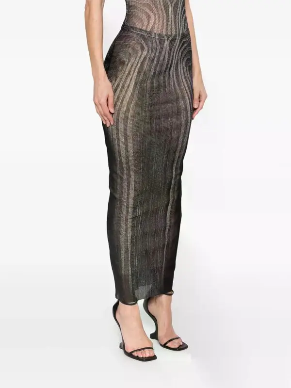 JEAN PAUL GAULTIER Spiral Mesh Maxi Skirt