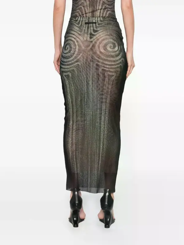 JEAN PAUL GAULTIER Spiral Mesh Maxi Skirt