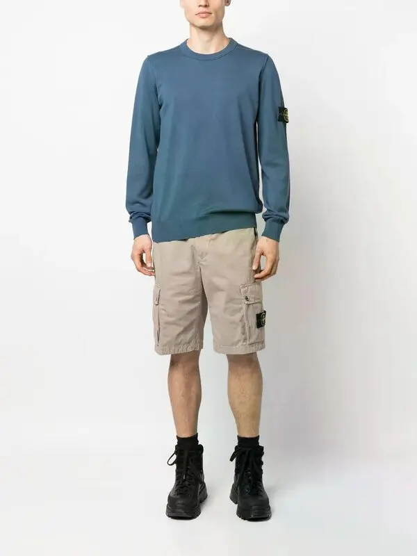 Stone Island Logo-patch Crew Neck Sweatshirt - Blue