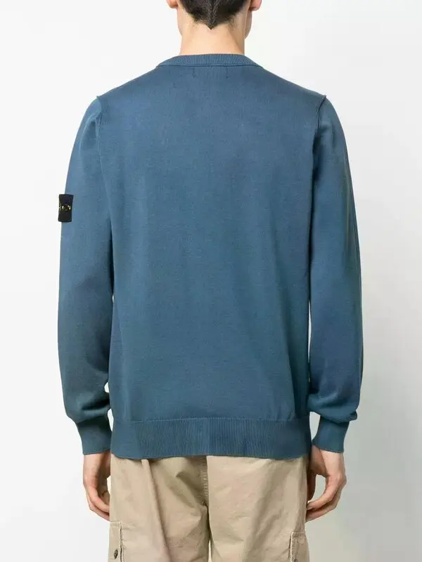 Stone Island Logo-patch Crew Neck Sweatshirt - Blue