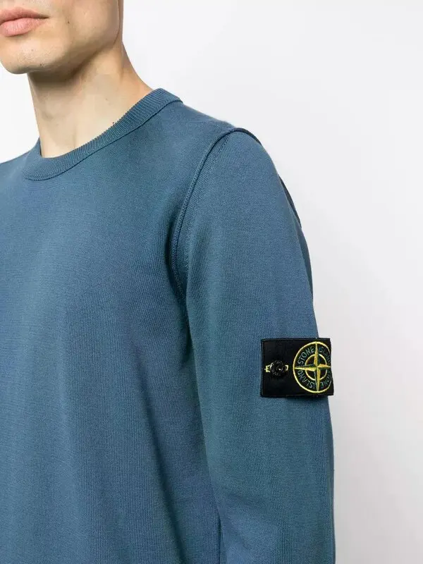 Stone Island Logo-patch Crew Neck Sweatshirt - Blue