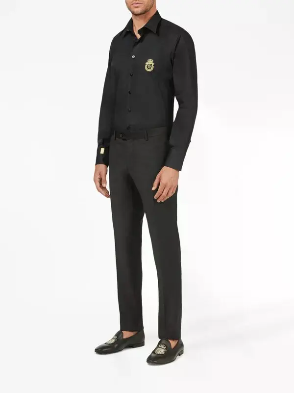 BILLIONAIRE Gordon Crest-embroidered Poplin Shirt
