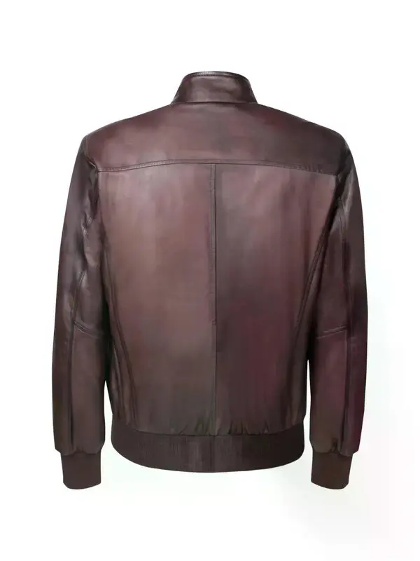 DELL'OGLIO Reversible Leather Bomber Jacket - Brown