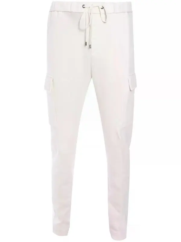 Peserico White Cotton Logo Plaque Track Pants