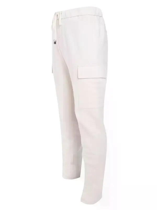 Peserico White Cotton Logo Plaque Track Pants
