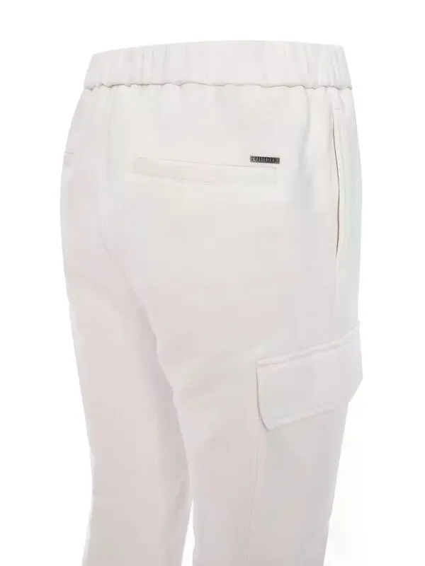 Peserico White Cotton Logo Plaque Track Pants