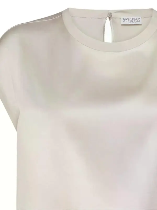 Brunello Cucinelli Cap-sleeve Satin Blouse