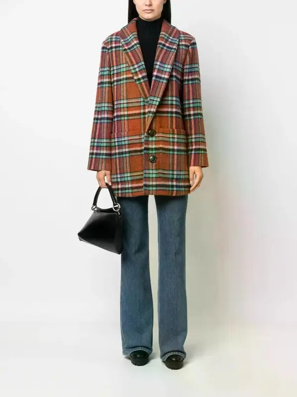 Dsquared2 Check-pattern Single-breasted Wool Coat