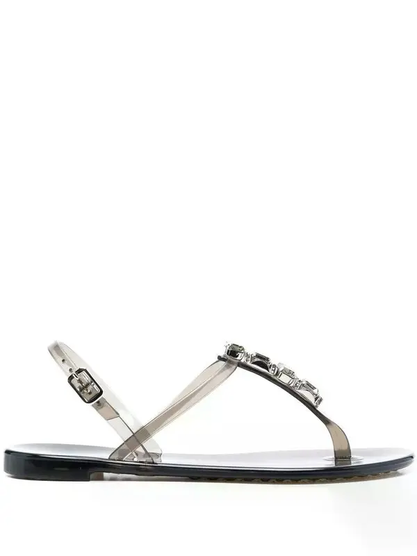 Casadei Crystal-embellished Jelly Sandals - Black
