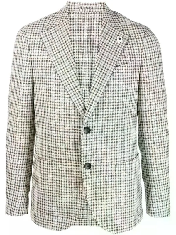LARDINI Single Breasted Wool-blend Blazer - Neutrals