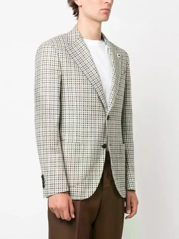 LARDINI Single Breasted Wool-blend Blazer - Neutrals