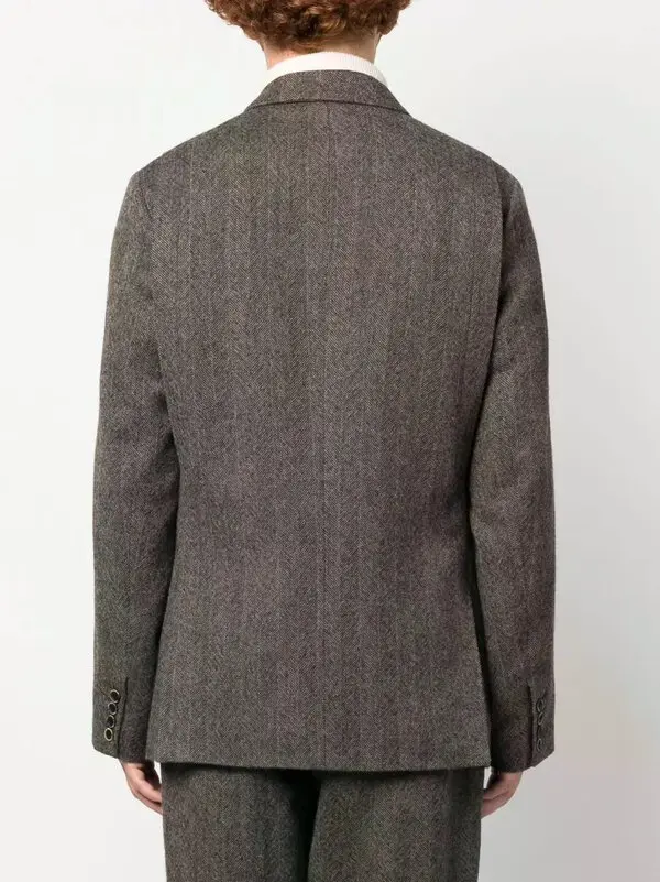UMA WANG Herringbone-pattern Single-breasted Blazer - Neutrals