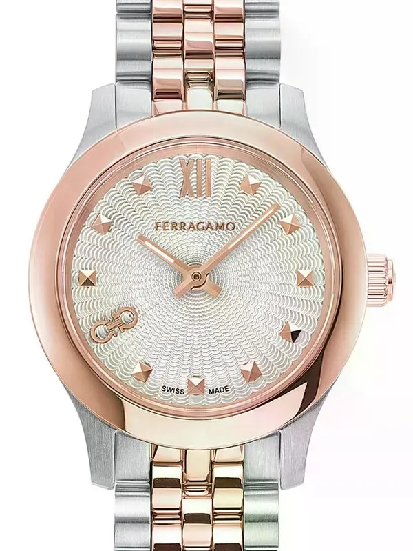FERRAGAMO Duo 25mm Watch With Stainless Steel Link Bracelet - Silver