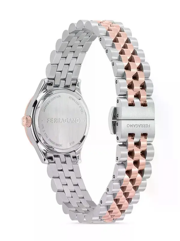 FERRAGAMO Duo 25mm Watch With Stainless Steel Link Bracelet - Silver
