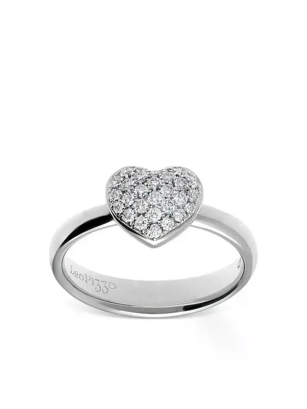 LEO PIZZO 18k White Gold Diamond Heart Ring - Silver