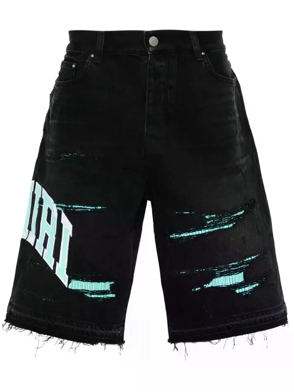 Amiri Logo-embroidered Denim Shorts