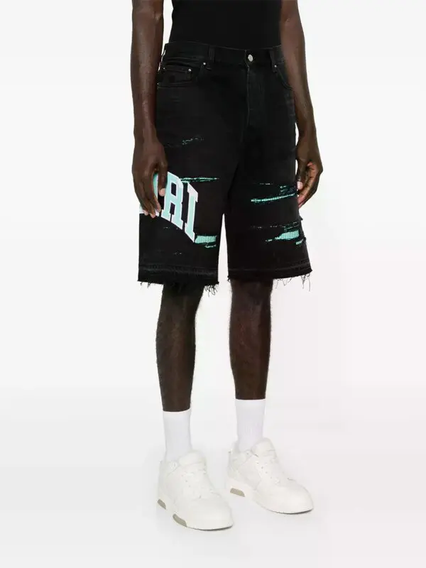 Amiri Logo-embroidered Denim Shorts
